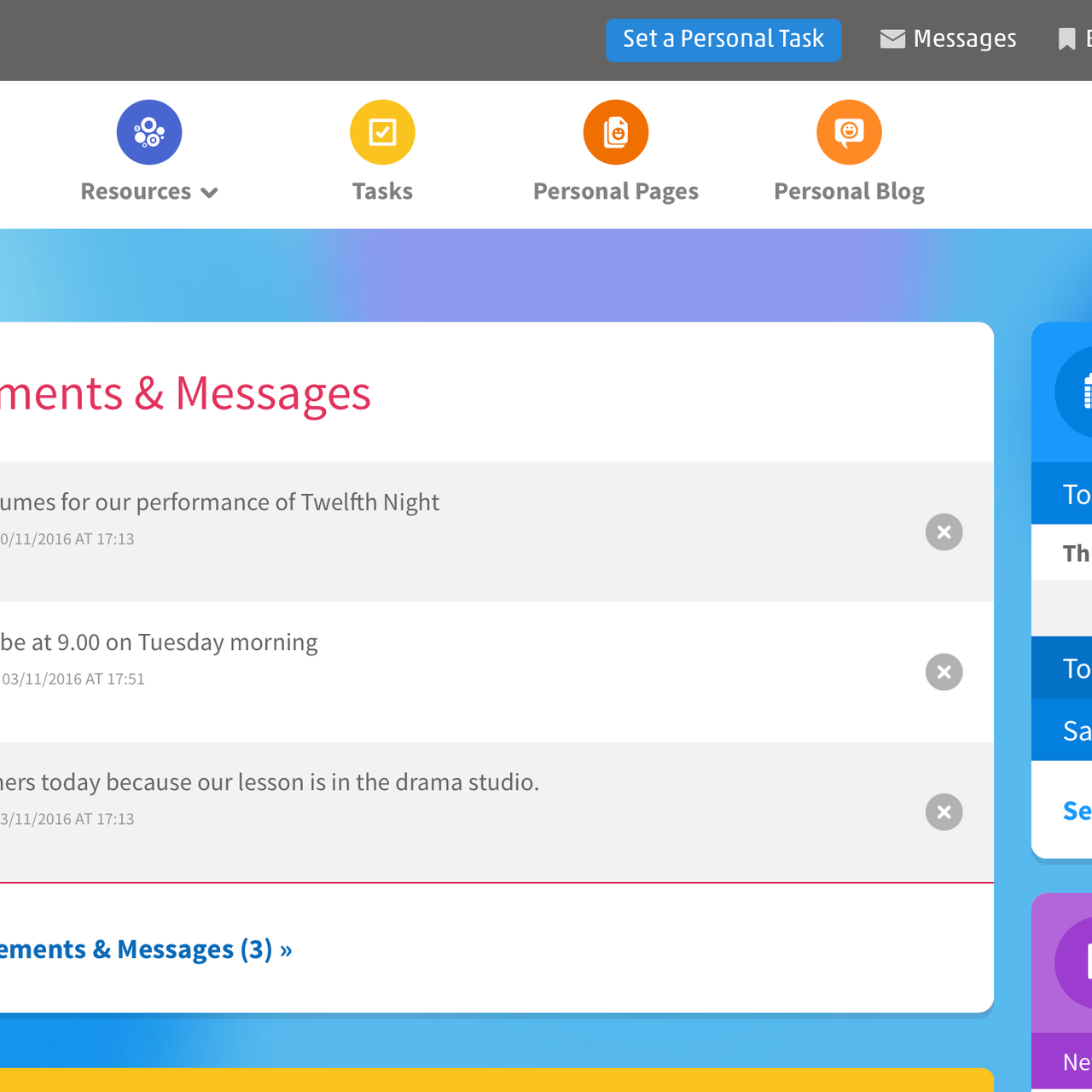 Dashboard Overview for Students