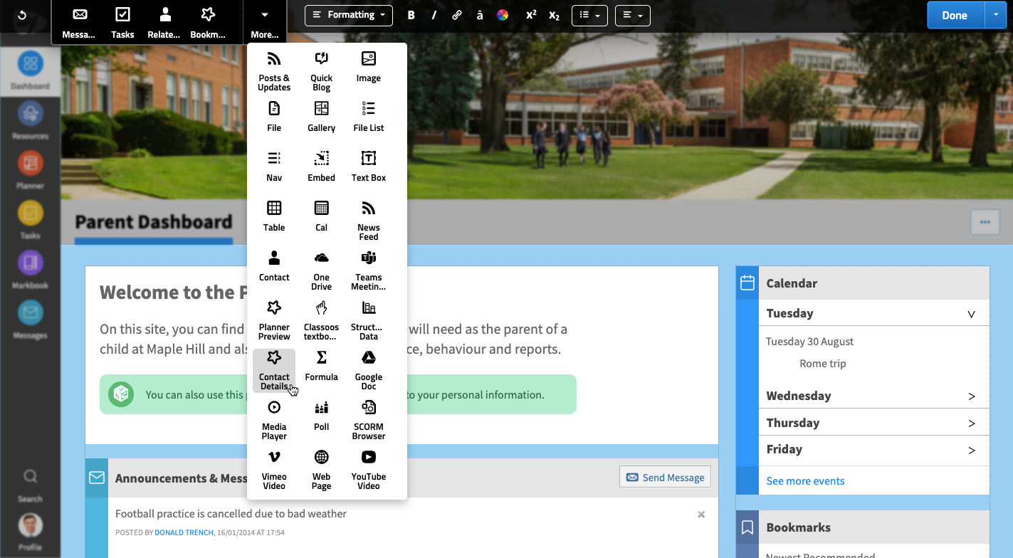 Creating the Parent Dashboard