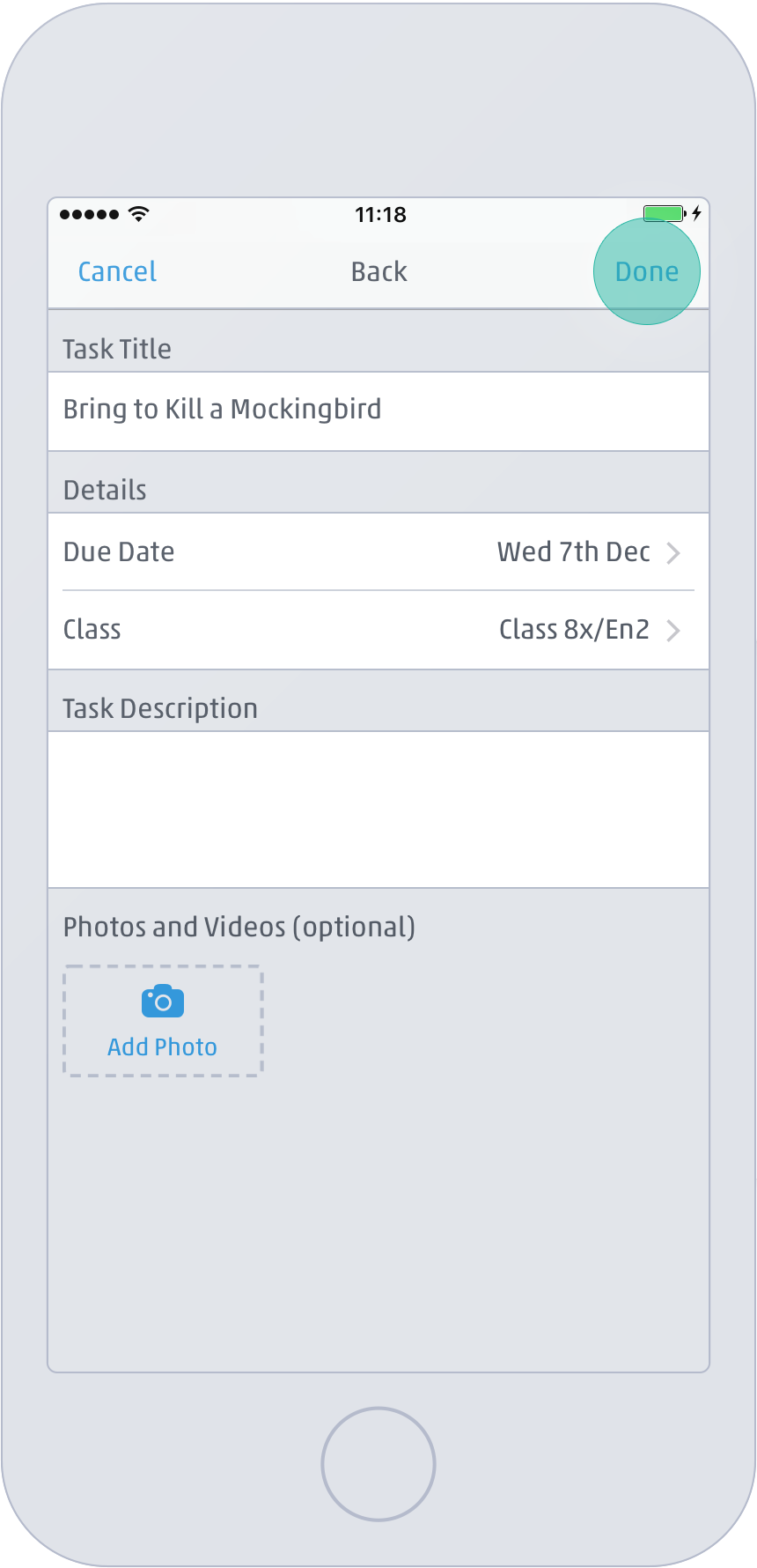 Setting Personal Tasks in the iOS App