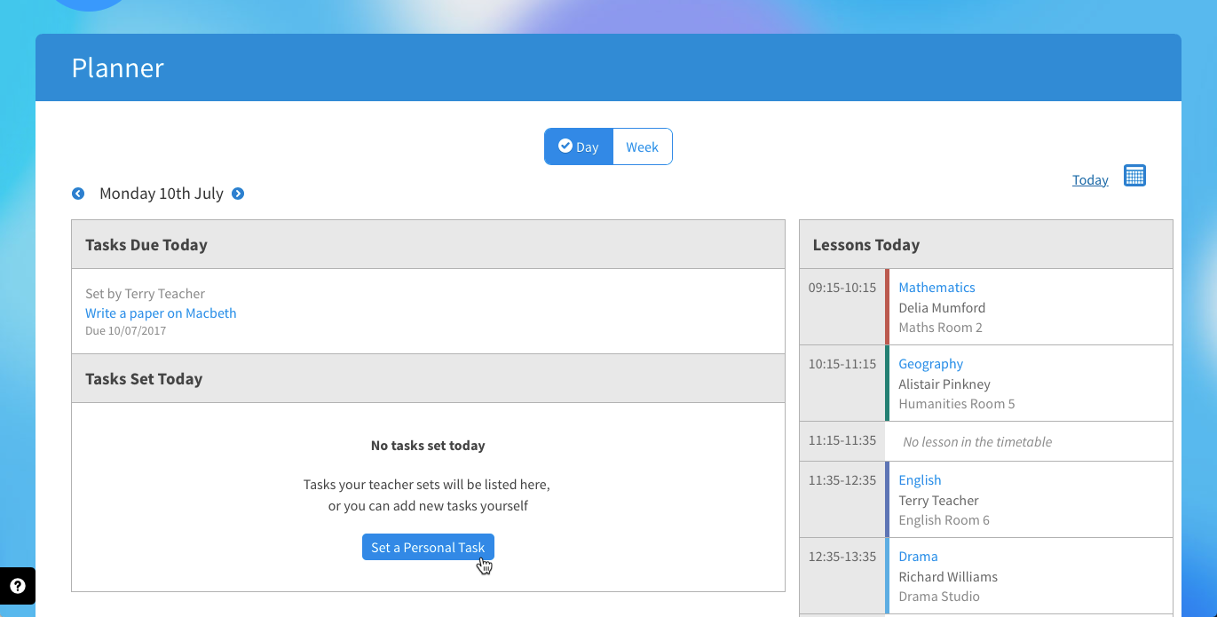 Viewing Your Set and Due Tasks