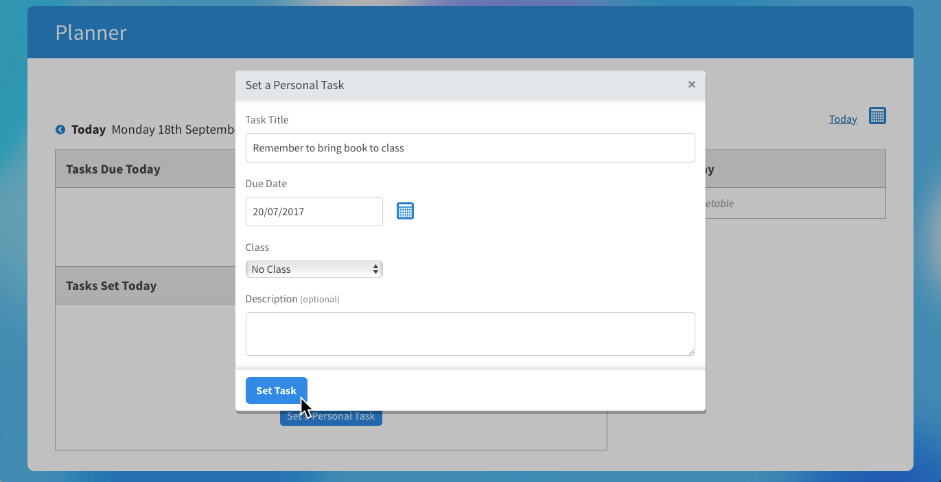 Viewing Your Set and Due Tasks