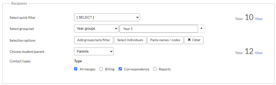 MIS Contact Types and Options