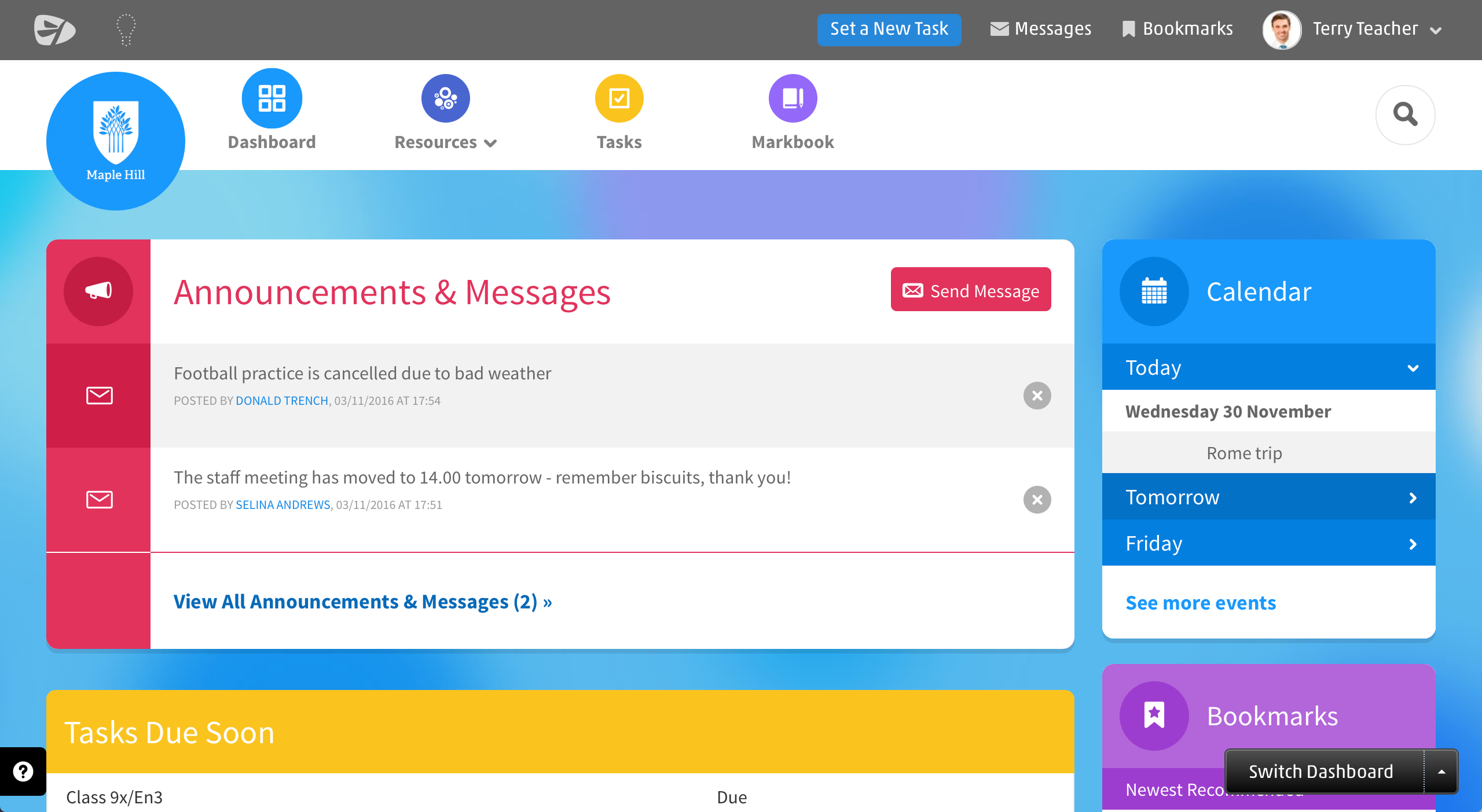 Firefly Dashboard for Teachers & Staff