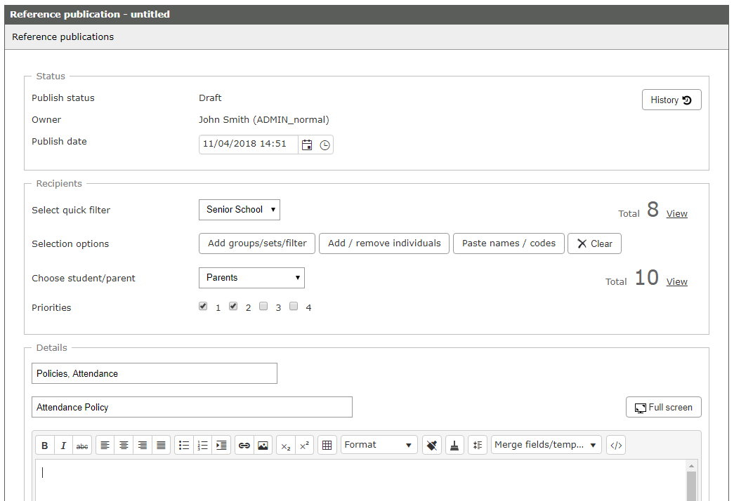 How do I add a new Reference Publication?