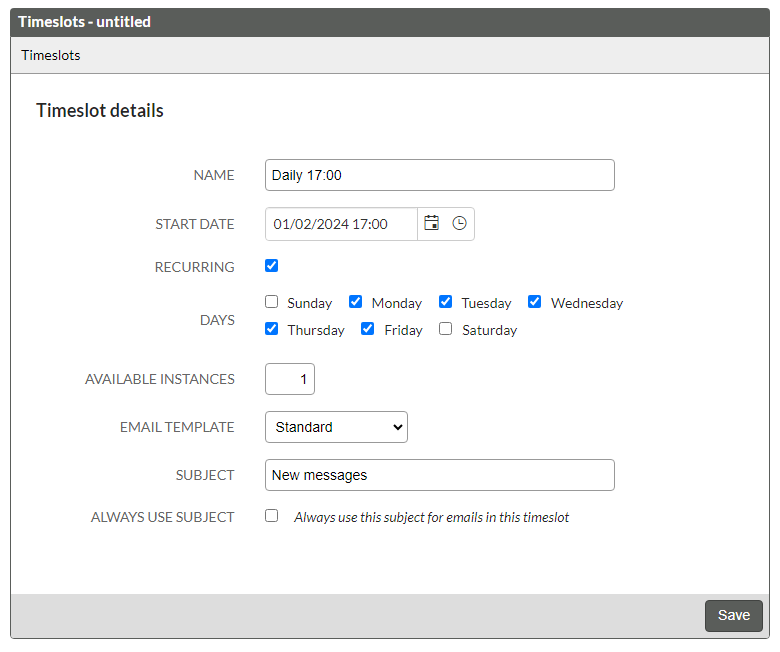 How do I create a new timeslot?