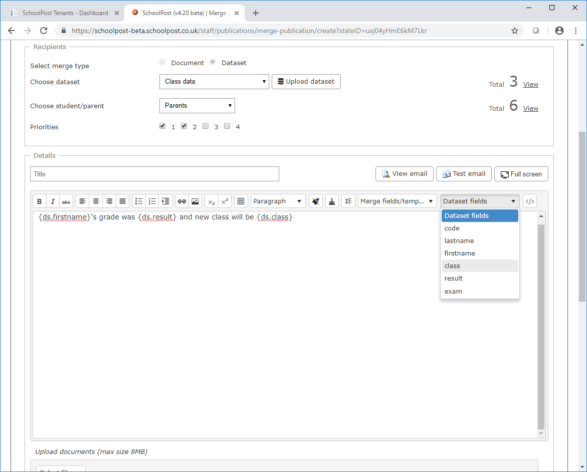 Dataset Merge/Batch Publications
