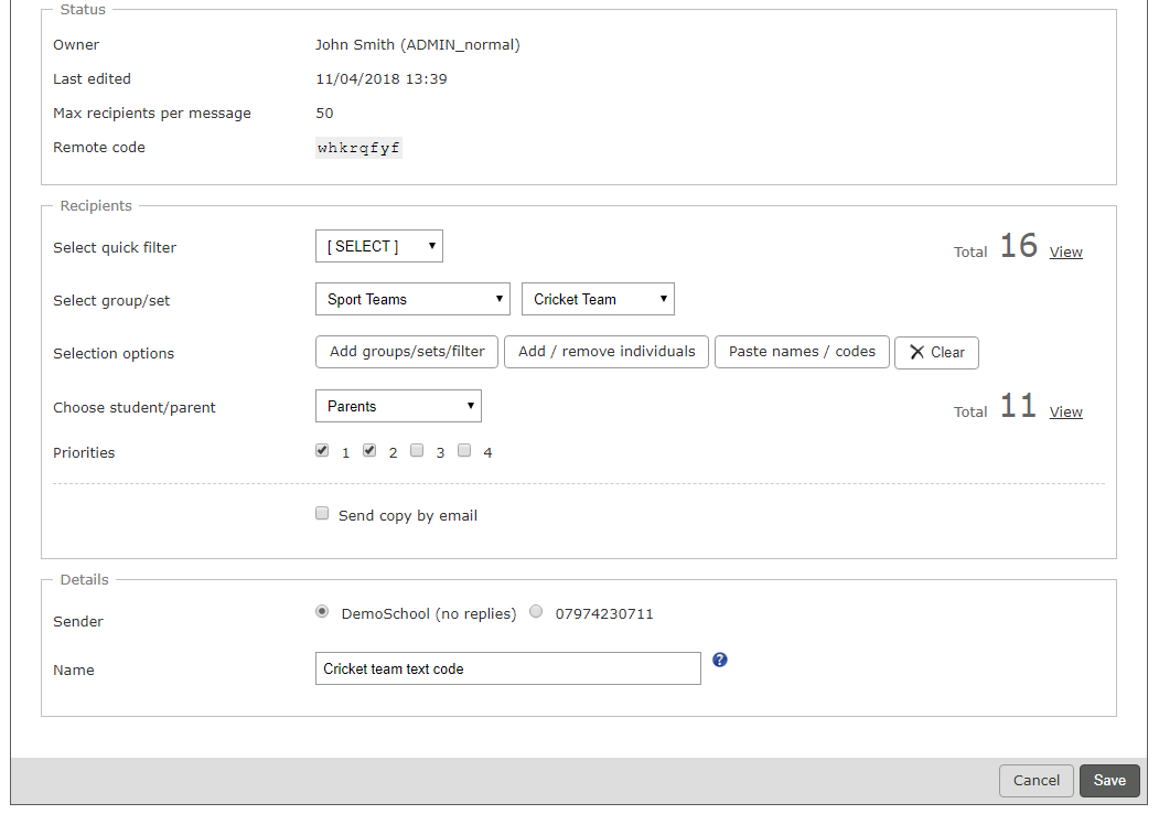 Remote Text Template