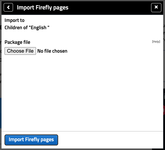 Importing and exporting pages or sections