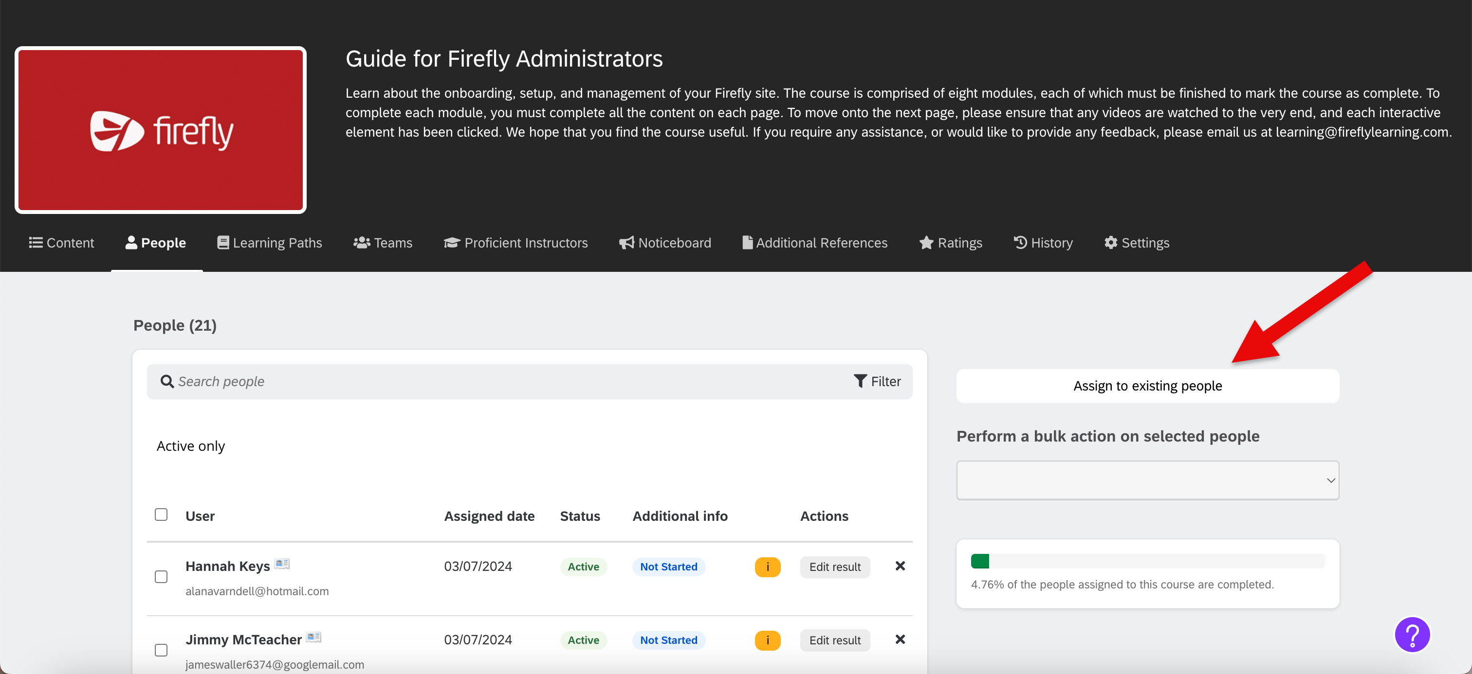 Managing Users and Assigning Courses in Firefly University